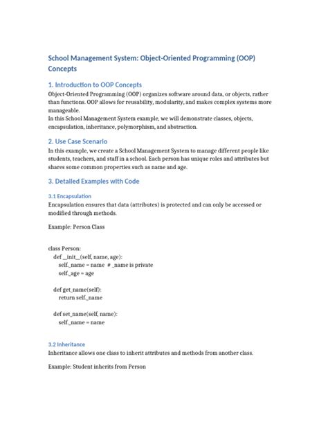 School Management System Oop Concepts Pdf