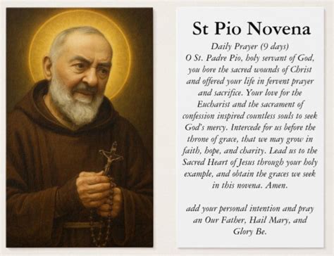 St Padre Pio Novena Holy Cards 100 Pack 85x55mm Catholic Prayer Cards