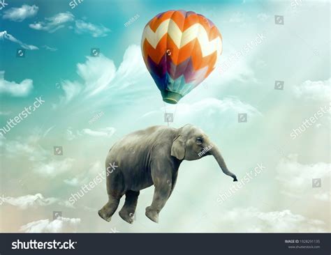 Huge Elephant Floating Flying Air Balloon Stock Illustration 1928291135