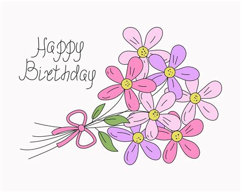 Happy Birthday Bouquet Of Flowers Holiday Congratulations Postcard