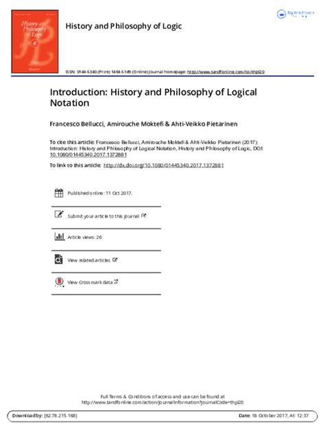 Pdf Introduction History And Philosophy Of Logical Notation