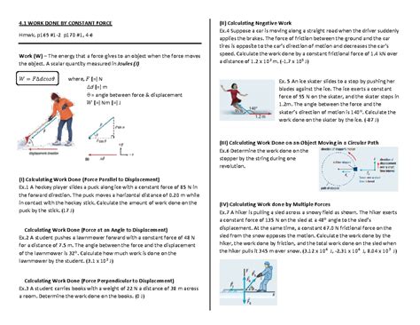 Chapter 4 Notes 4 Work Done By Constant Force Hmwk P169 1 2 P170 1