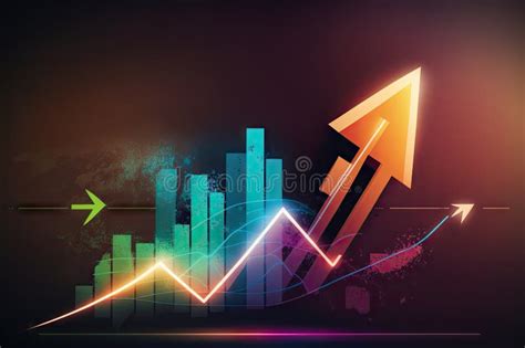 business graph with arrow on dark background stock illustration