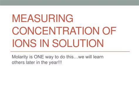PPT Measuring Concentration Of Ions In Solution PowerPoint Presentation ID