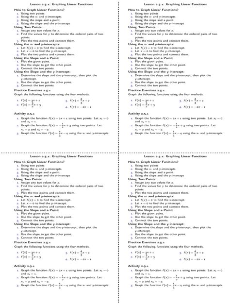 Hand Graphing Linear Functions 1 Pdf