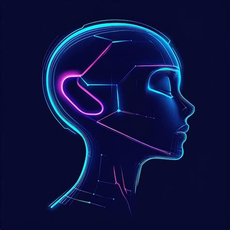 Futuristic Artificial Intelligence Digital Human Head Profile Premium