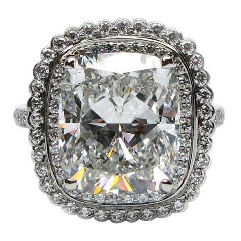601ct Cushion Cut Diamond Set Within Double Pave Frame Ring At 1stdibs