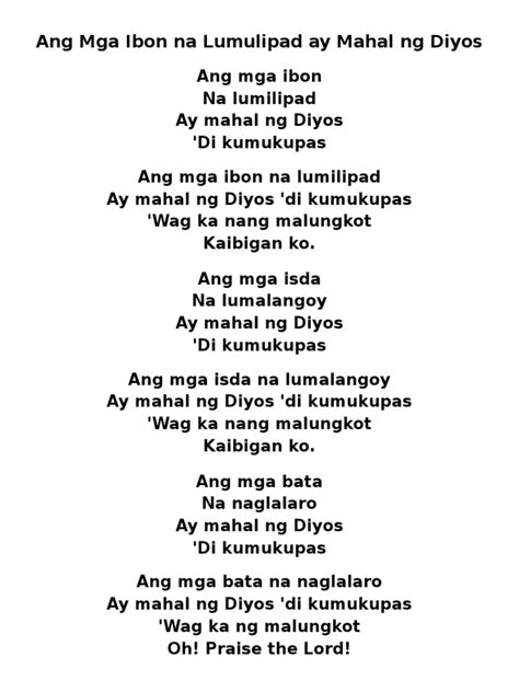Ang Mga Ibon Na Lumulipad Ay Mahal Ng Diyos Pdf