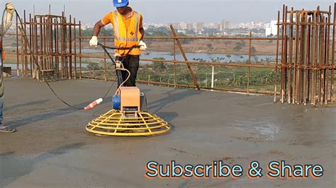 How To Finish Concrete Slab By Electric Trowel Helicoptercopper