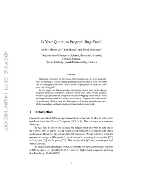 Pdf Is Your Quantum Program Bug Free
