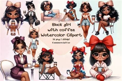 Black Girl With Coffee Clipart Graphic By Design By Naree · Creative