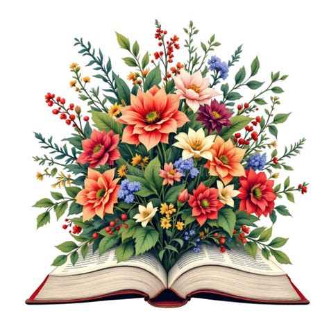 An Open Book Serves As A Base For A Vibrant Bouquet Of Flowers Bursting
