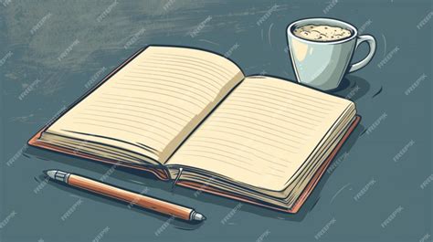 Premium Vector A Drawing Of A Book With A Pen On It
