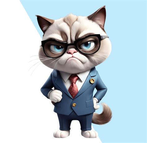 Premium Psd A Cute Grumpy Kitten In A Tie Suit