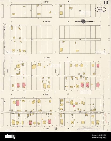 Sanborn Fire Insurance Map From Burley Cassia County Idaho Stock