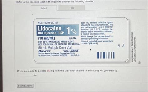 Solved Ndc 10019 017 57 Lidocaing Hct Injection Usp