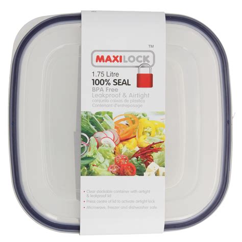 Maxilock Square Food Container 175l Plasticware Kitchen