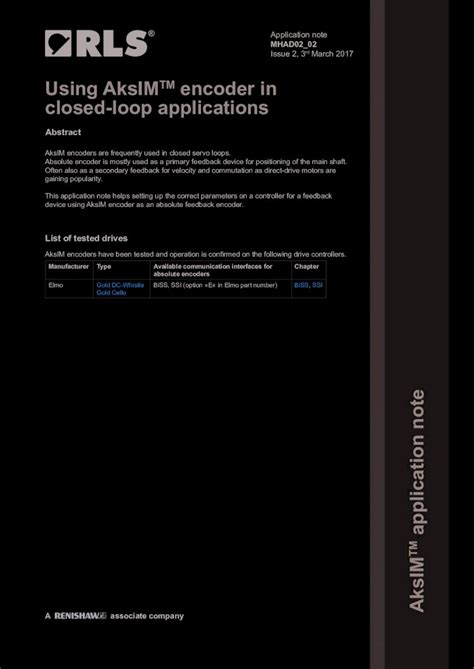 Pdf Application Note Using Aksim™ Encoder In Closed Loop