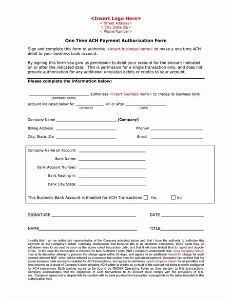 Ach Deposit Authorization Form Template Awesome Automated Clearing