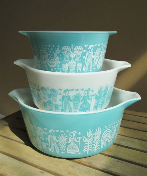 Vintage Pyrex Casserole Dishes Teal And White Butterprint Pattern Pyrex Casserole Dish Pyrex