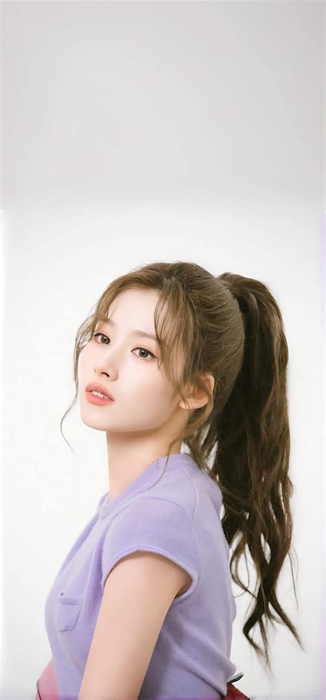 Sana Photoshoot Sana Hairstyle Twice Minimal Casual Crewneck Tee