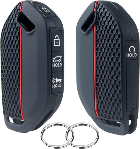 Qbuc For 2pcs Kia Key Fob Cover With Keychain Soft Silicone