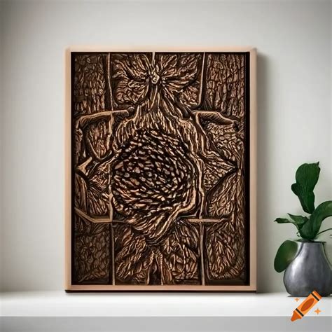 Detailed Black Walnut Wall Art With Intricate Patterns And Natural