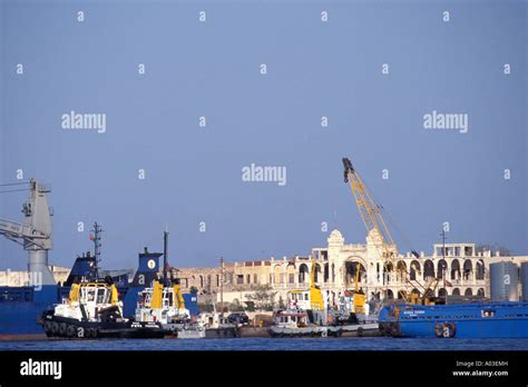 Stock Image Of The Port Of Massawa On The Red Sea In Eritrea With Haile Selassie Palace In