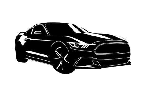 Premium Vector A Black And White Ford Mustang With A Ford Logo On The Front