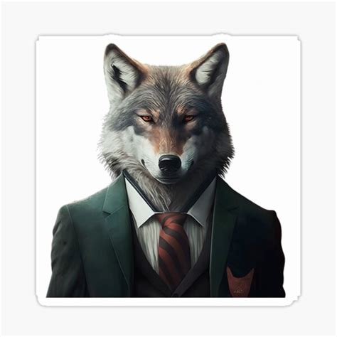 The Dapper Wolf In Suit And Craft Sticker For Sale By Robo Toons
