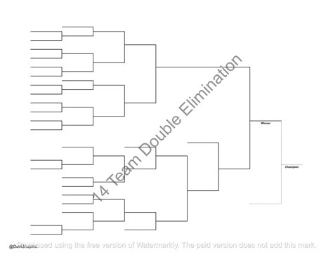 14 Team Single And Double Elimination Playoff Brackets Pdf  And Hi