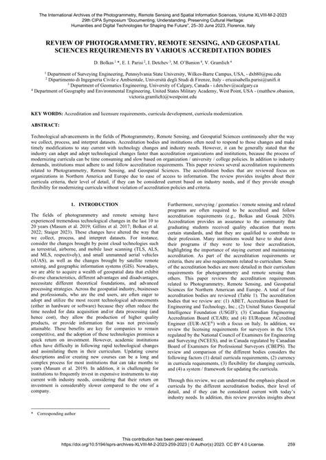 Pdf Review Of Photogrammetry Remote Sensing And Geospatial Sciences