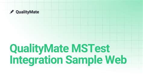 Qualitymate Mstest Integration Sample Web Qualitymate