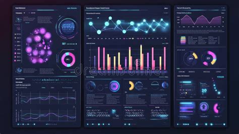 Futuristic Data Visualization Dashboard With Digital Analytics Ai Powered Graphs And Business