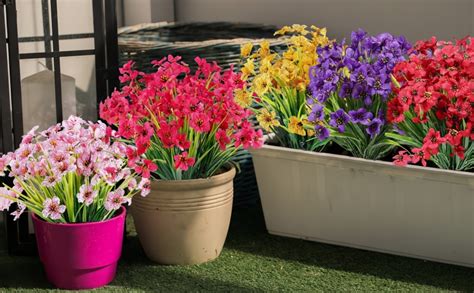 Avoik 18 Bundles Artificial Flowers Outdoor Plants Fake Azalea Flowers