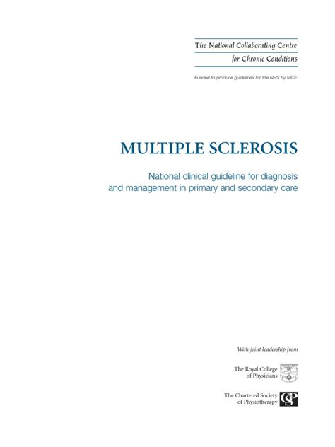 Multiple Sclerosis National Clinical Guideline Diagnosis And