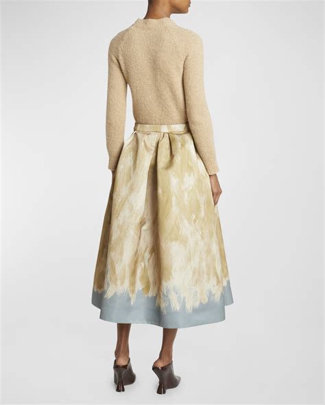 Dries Van Noten Soni Paint Stroke Pleated Midi Skirt Neiman Marcus