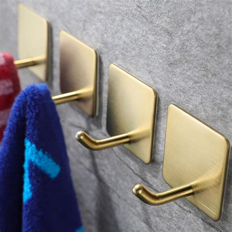 Yigii Adhesive Towel Hooks Bathroom Hook Gold Self Adhesive Hooks