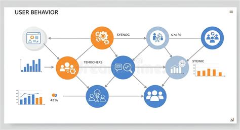 Flowchart Showing User Behavior Analysis Orange And Blue Nodes