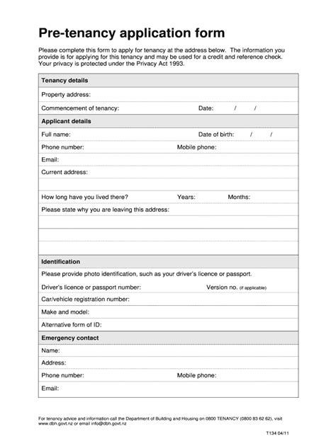 Tenant Application Form Free Residential Rental Application Form Pdf