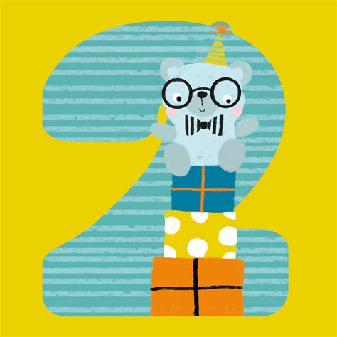Personalised Blue Bear 2nd Birthday Card Hallmark