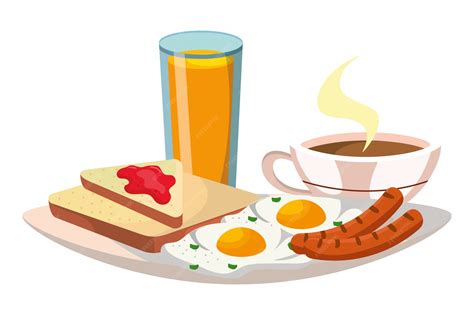 Delicious Tasty Breakfast Cartoon Premium Vector
