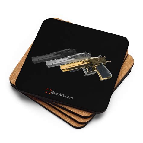 Super Power Pistol Trio Cork Back Coaster Just The Piece Black Bac