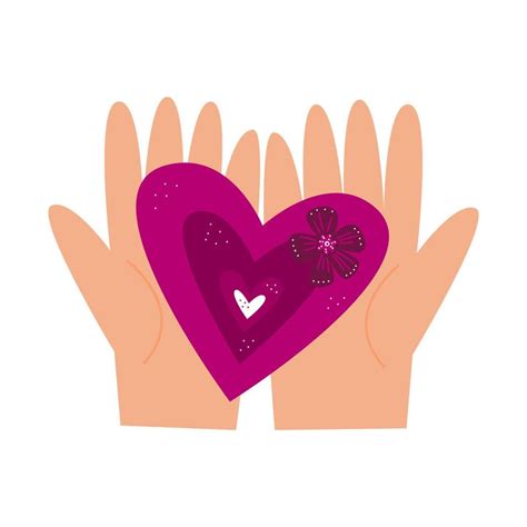 Valentines Day Romantic Illustration People Hands Hold Heart With