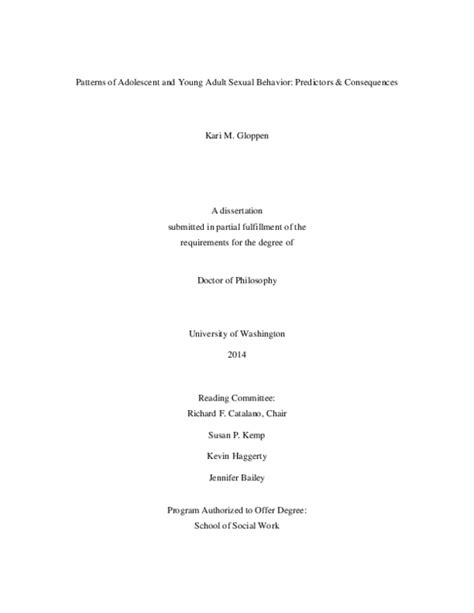 Pdf Patterns Of Adolescent And Young Adult Sexual Behavior