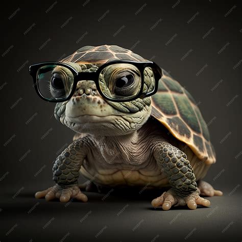 Premium Photo A Turtle Wearing Glasses And A Black Glasses Is Wearing