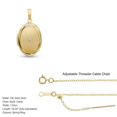 14k Gold Oval Locket W Diamond 14k Solid Gold Real Picture Photo