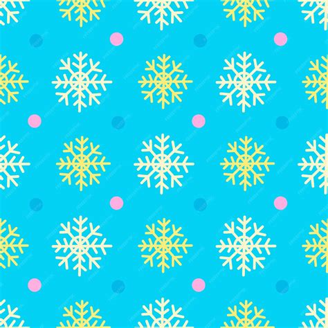 Premium Vector Seamless Winter Pattern Blue And Yellow Snowfakes