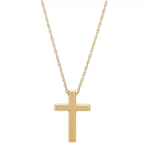 Everlasting Gold 10k Gold Polished And Diamond Cut Cross Pendant Necklace