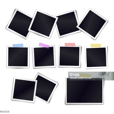흰색 바탕에 덕트 테이프에 Sticked 빈 사진 프레임의 벡터 컬렉션입니다 서식 파일 디자인에 대 한 샘플입니다 개체 그룹에 대한 스톡 벡터 아트 및 기타 이미지 Istock